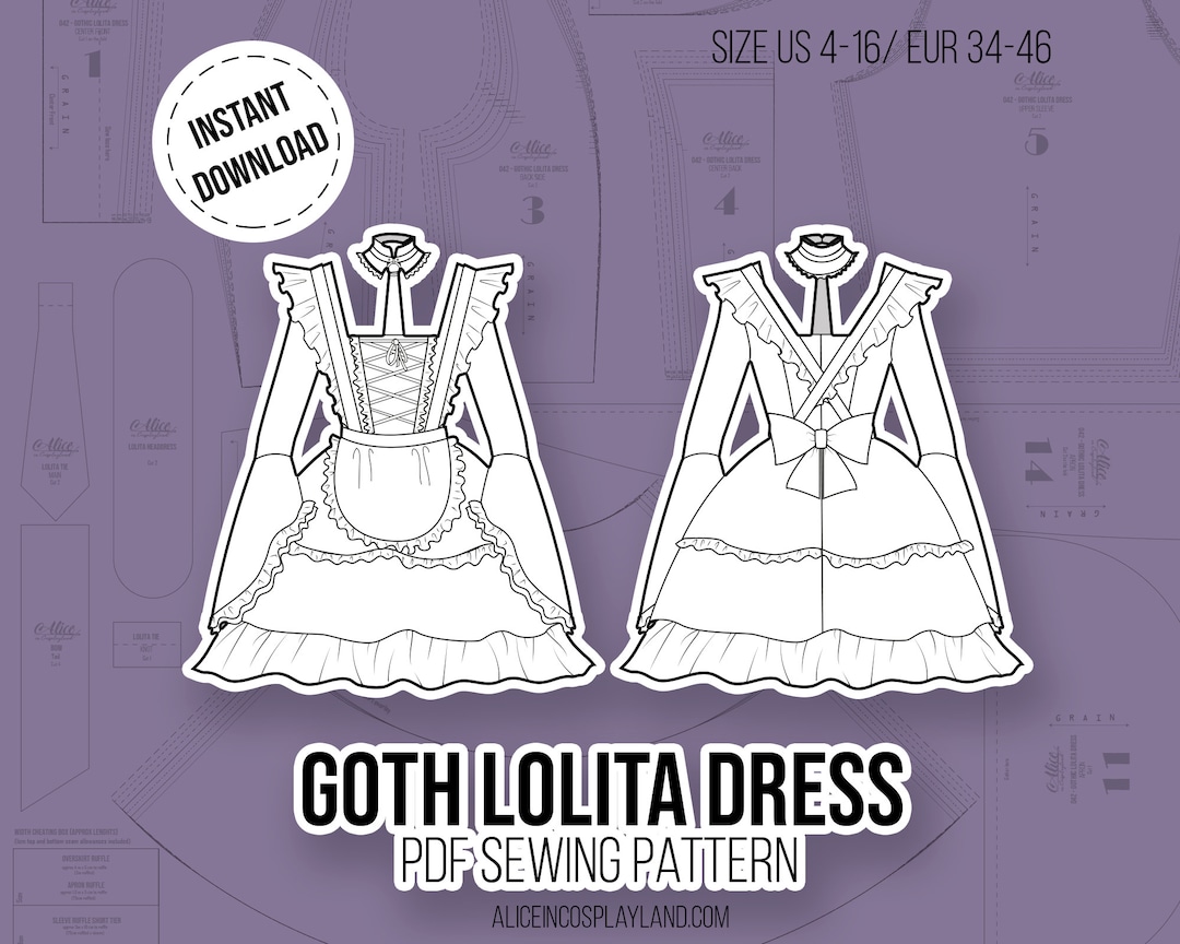 Gothic Lolita Maid Dress With Apron Sewing Pattern - Etsy
