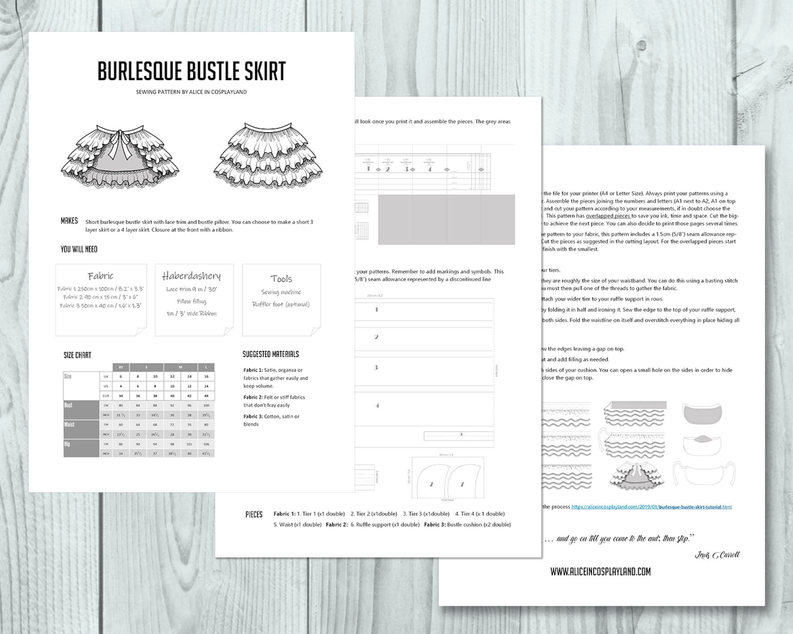 Burlesque Bustle Skirt Sewing Pattern - DIY Tiered Skirt for Dancing or ...