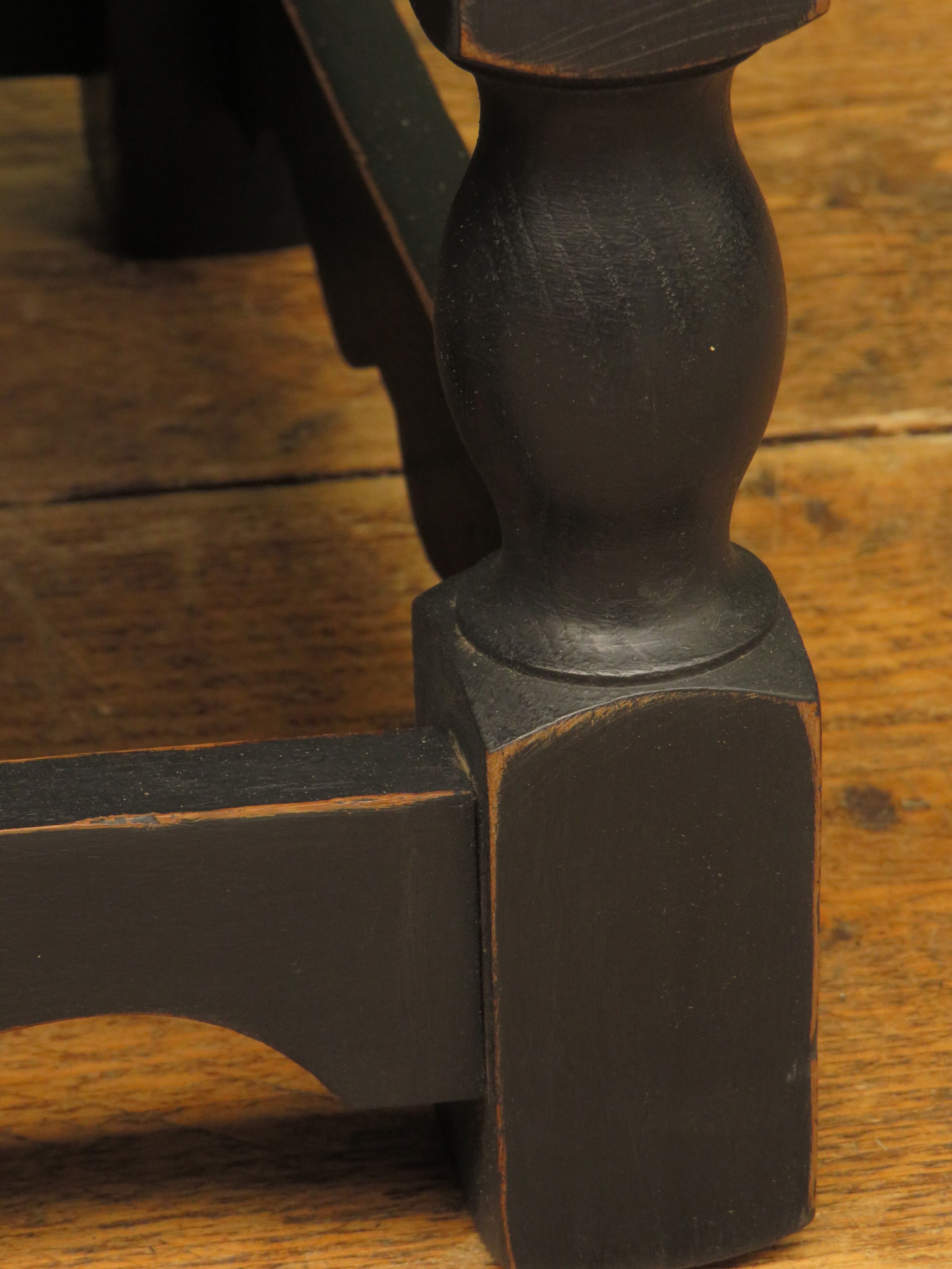 Small Vintage Wooden Black Painted Foot Stool With Brown - Etsy