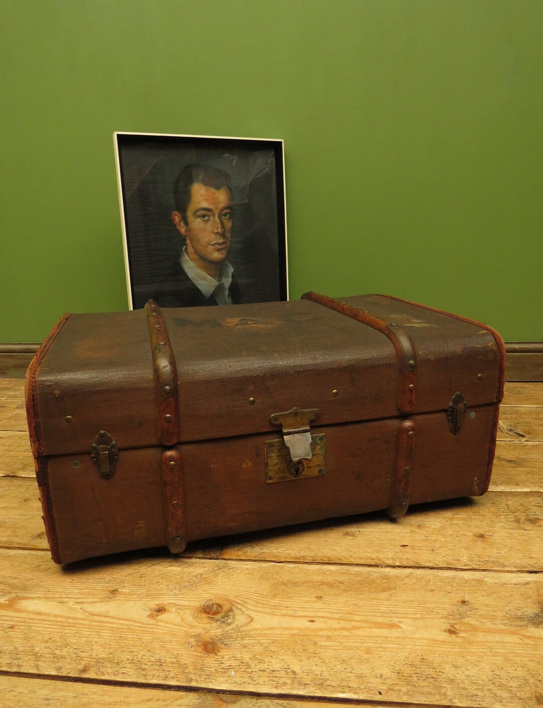 Vintage Flying Stork Brown Steamer Trunk Initialed MAC - Etsy