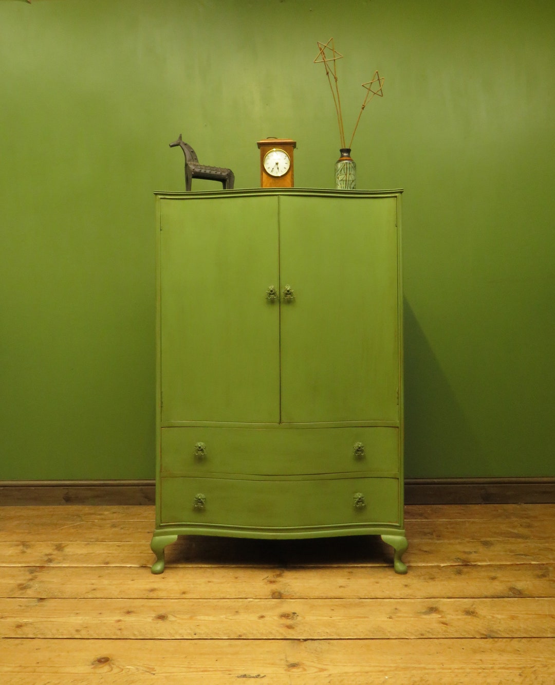Vintage Painted Green Tallboy Cupboard by Beithcraft - Etsy