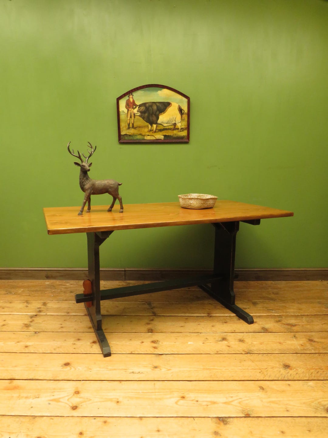 Restored Vintage Refectory Style Dining or Kitchen Table Set on Pegged ...