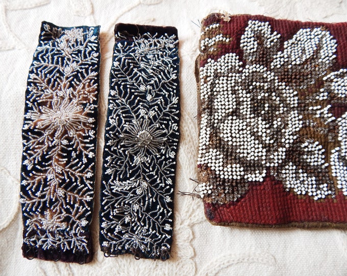 A Pair of Georgian to Early Victorian Beadwork Seed Bead Cuff Bracelets ...
