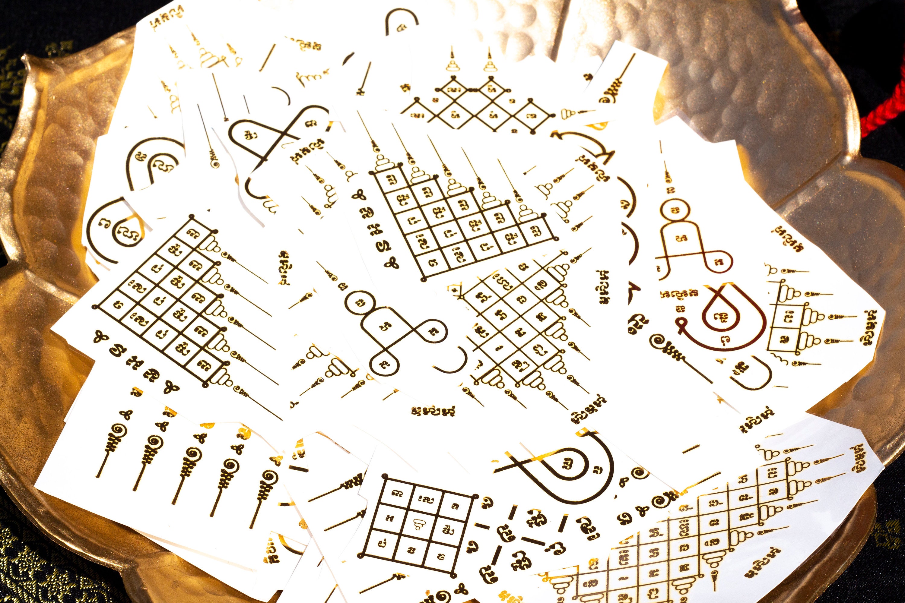 Borann sak Yant Khmer Blessing Tattoos Gold - Etsy