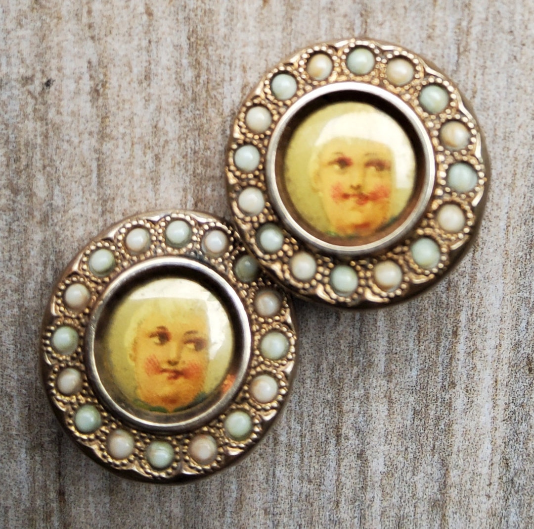 Vintage Pair of 1930's Small Celluloid Portrait Buttons. - Etsy