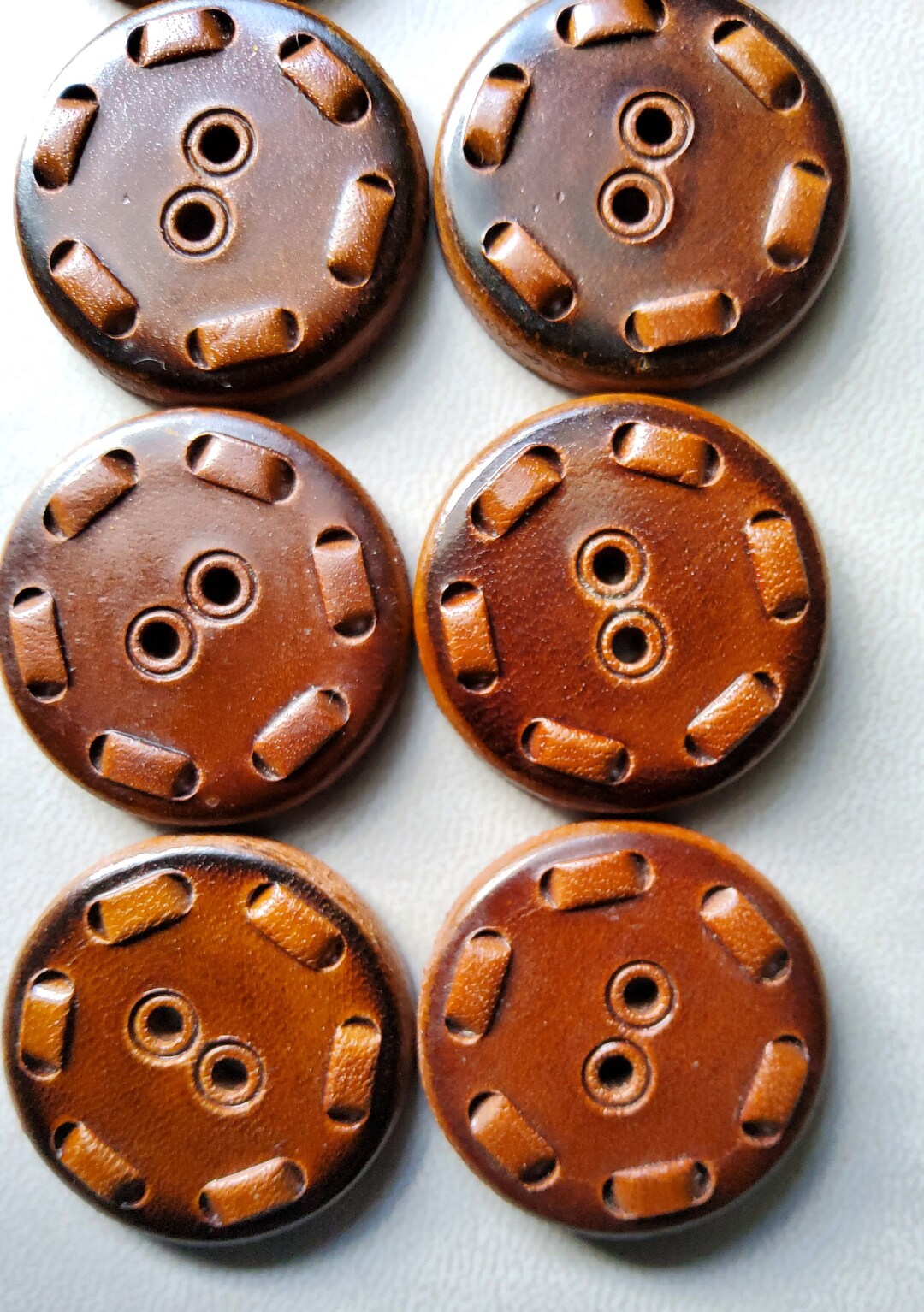 Vintage Set of Eight Large Leather Buttons. - Etsy