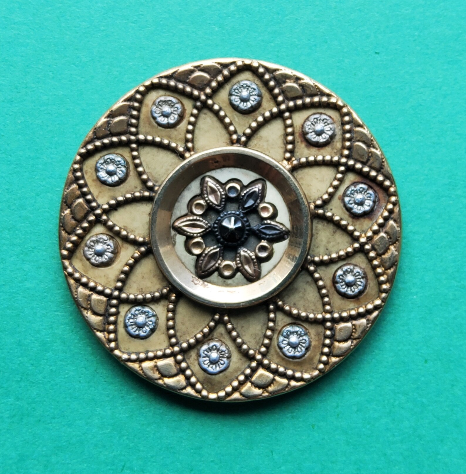 Late 19th Century Large Cut Steel and Pressed Metal Button. - Etsy