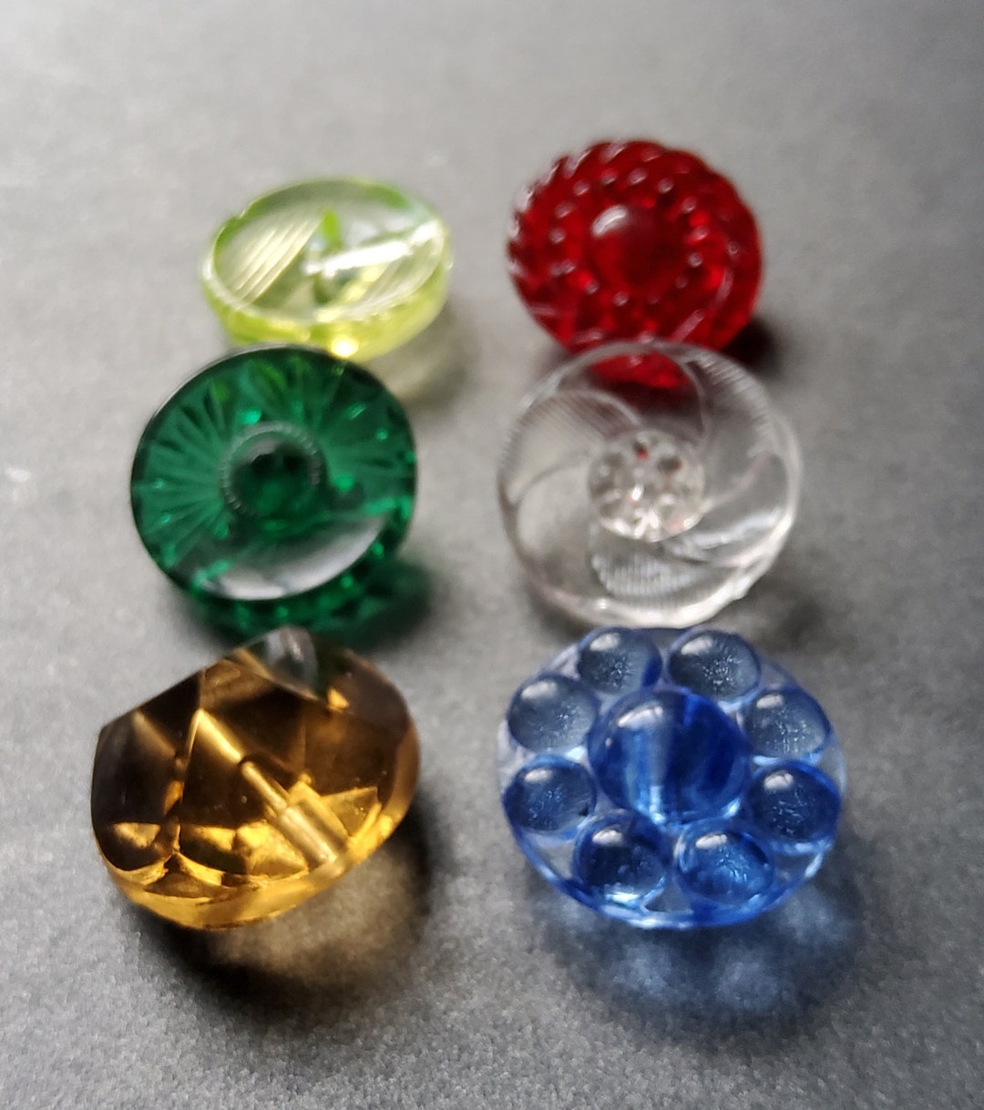 Vintage Collection of Six Clear Glass Buttons. - Etsy