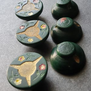 Vintage Set of Six 1930's Hand Painted Wooden Buttons. - Etsy