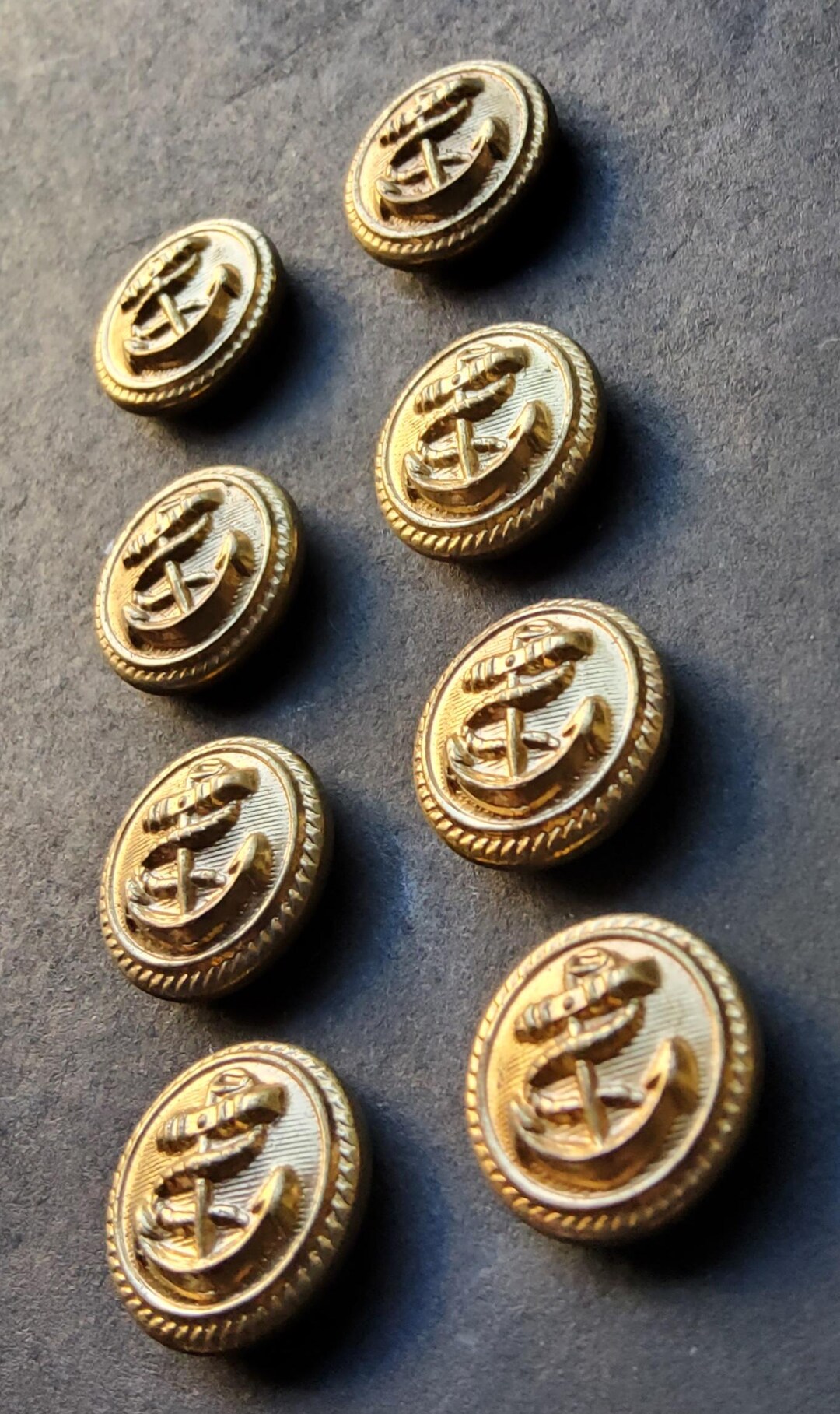 Vintage Set of Eight Small Brass Royal Navy Uniform Buttons. - Etsy