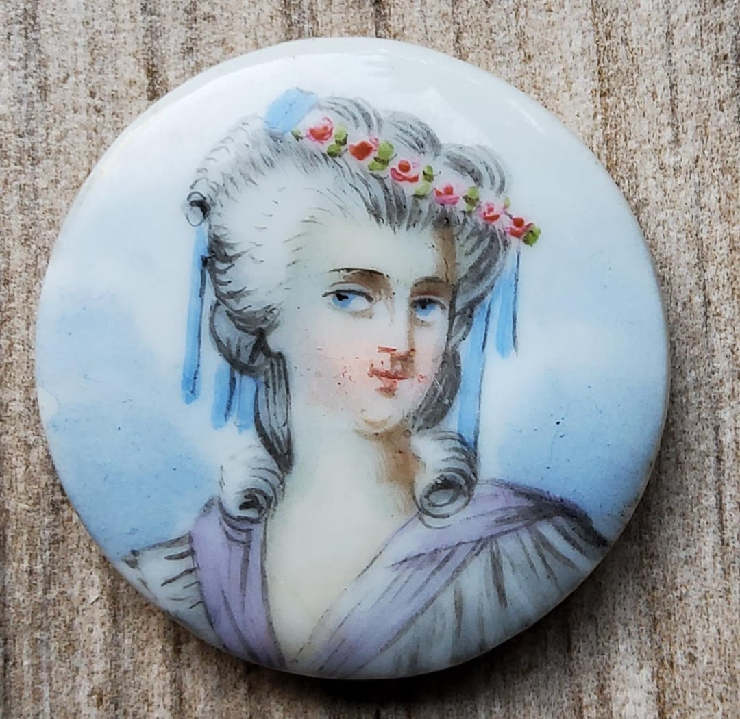 Vintage Large French 19th Century Depose Porcelain Button of Marie ...