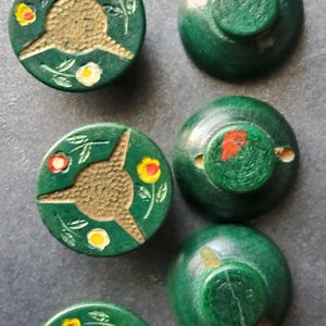 Vintage Set of Six 1930's Hand Painted Wooden Buttons. - Etsy