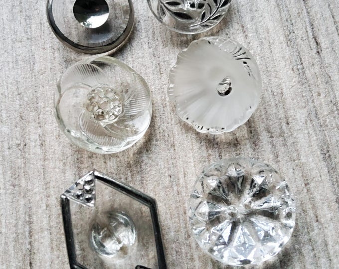 Vintage Collection of Six Clear Glass Buttons. - Etsy