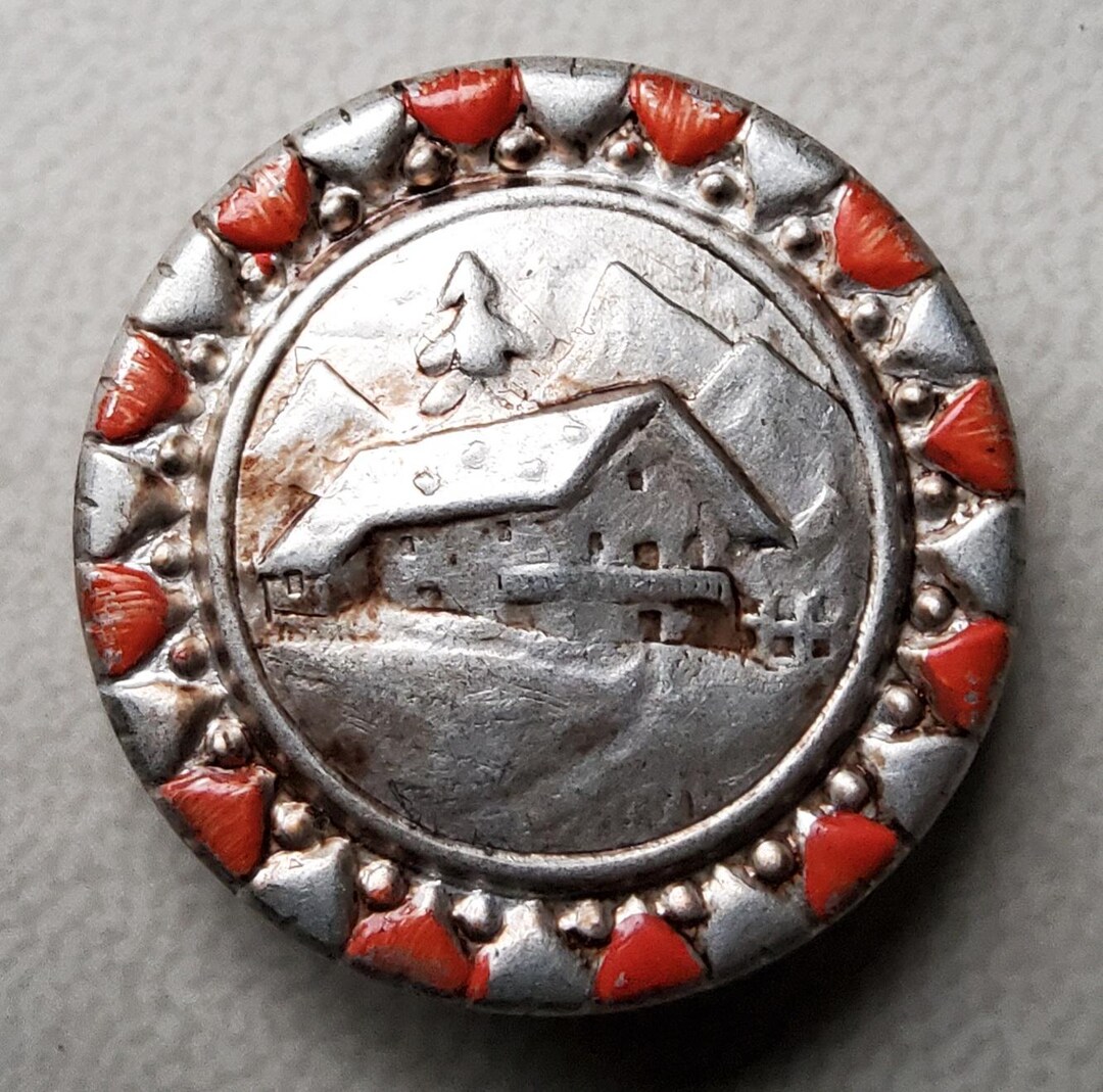 Vintage 1930's Metal Tin Austrian Lodge Button. - Etsy