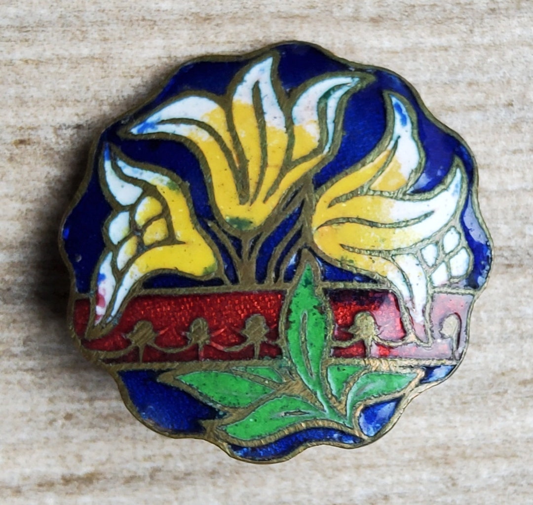 Vintage 1900's Art Nouveau Enamel Button. - Etsy