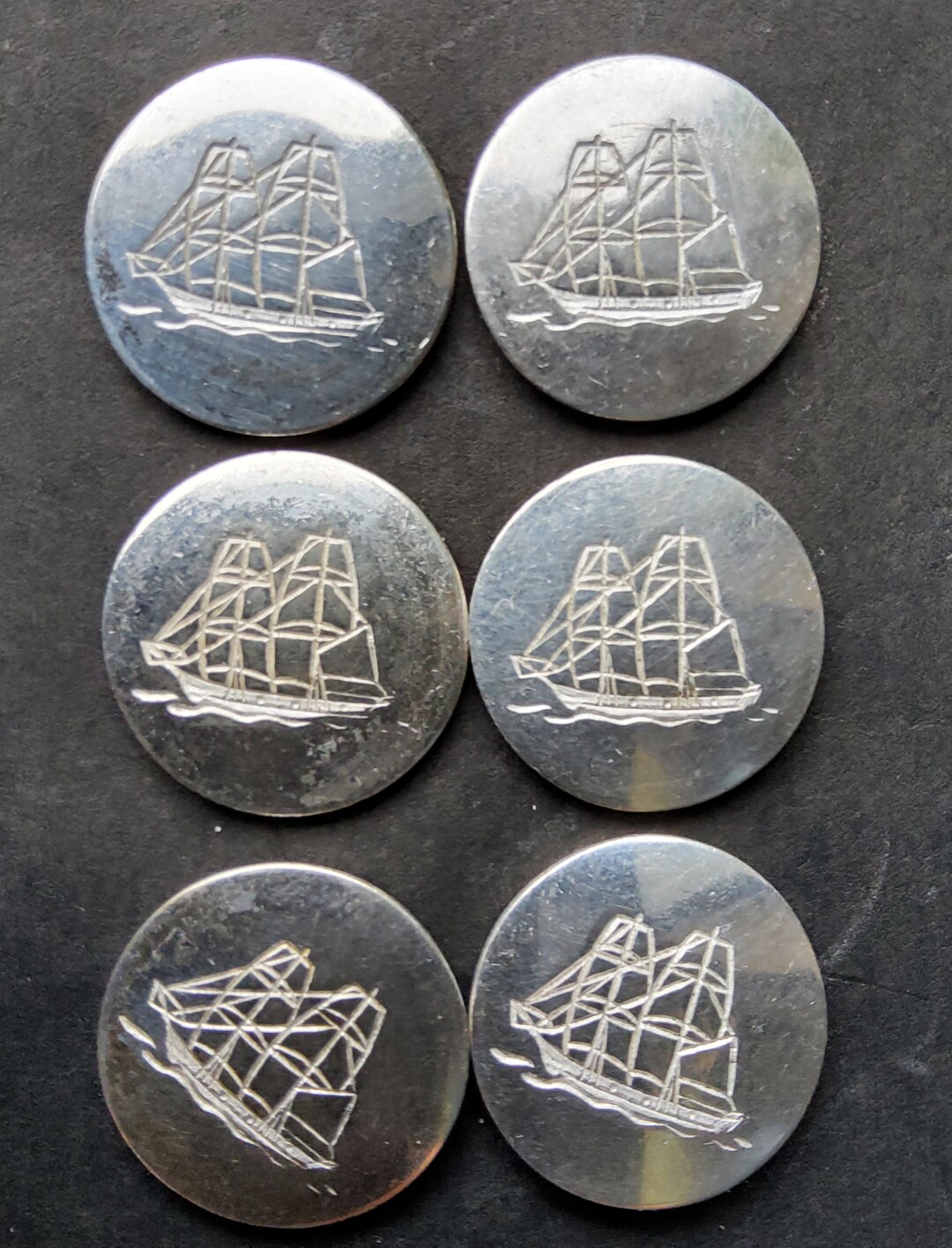 Vintage Set of Six Clipper Ship Uniform Buttons. - Etsy