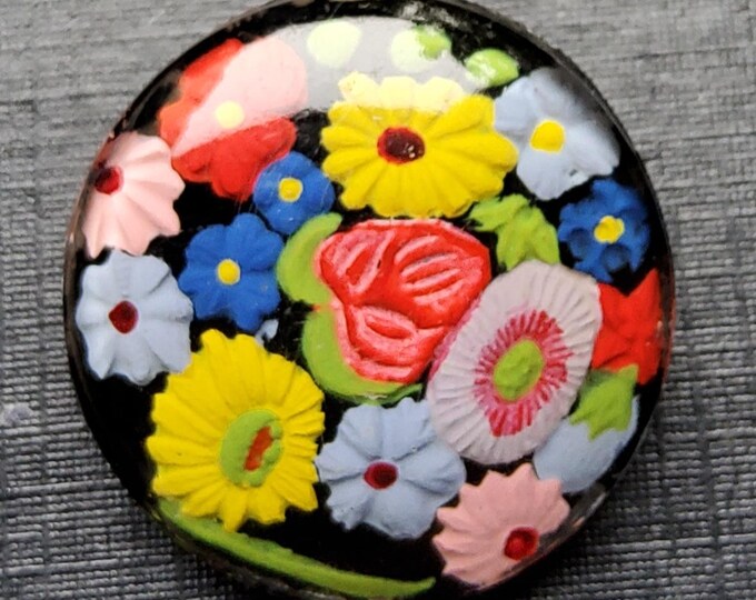 Vintage 30's Hand Painted Large Wooden Button. - Etsy