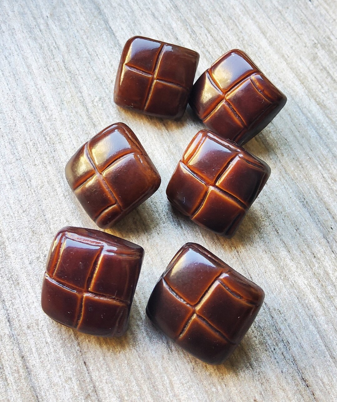 Vintage Set of Six Faux Leather Jacket Buttons. - Etsy