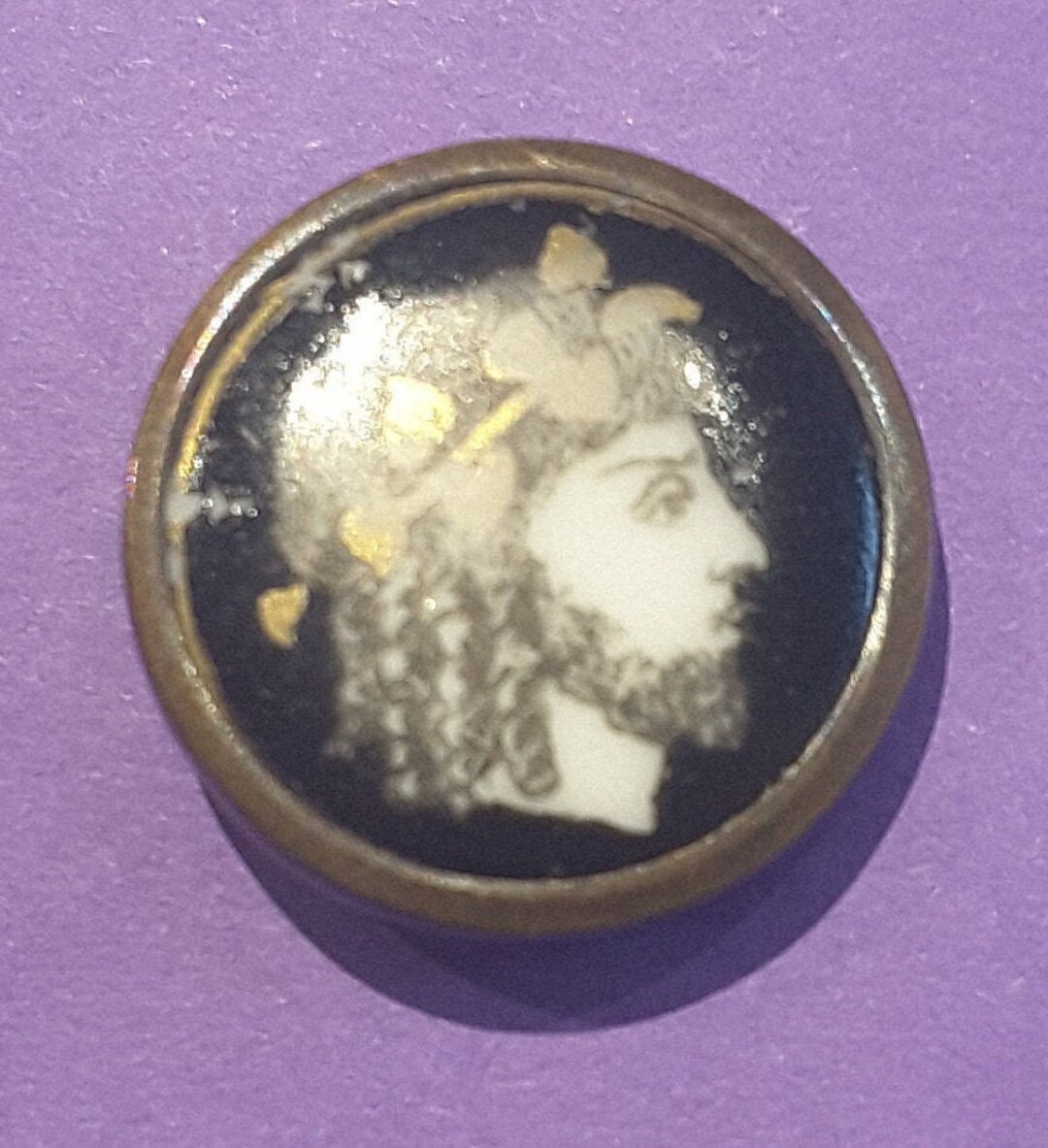 Vintage 1870's Ceramic Button of Ancient Greek Figure. - Etsy