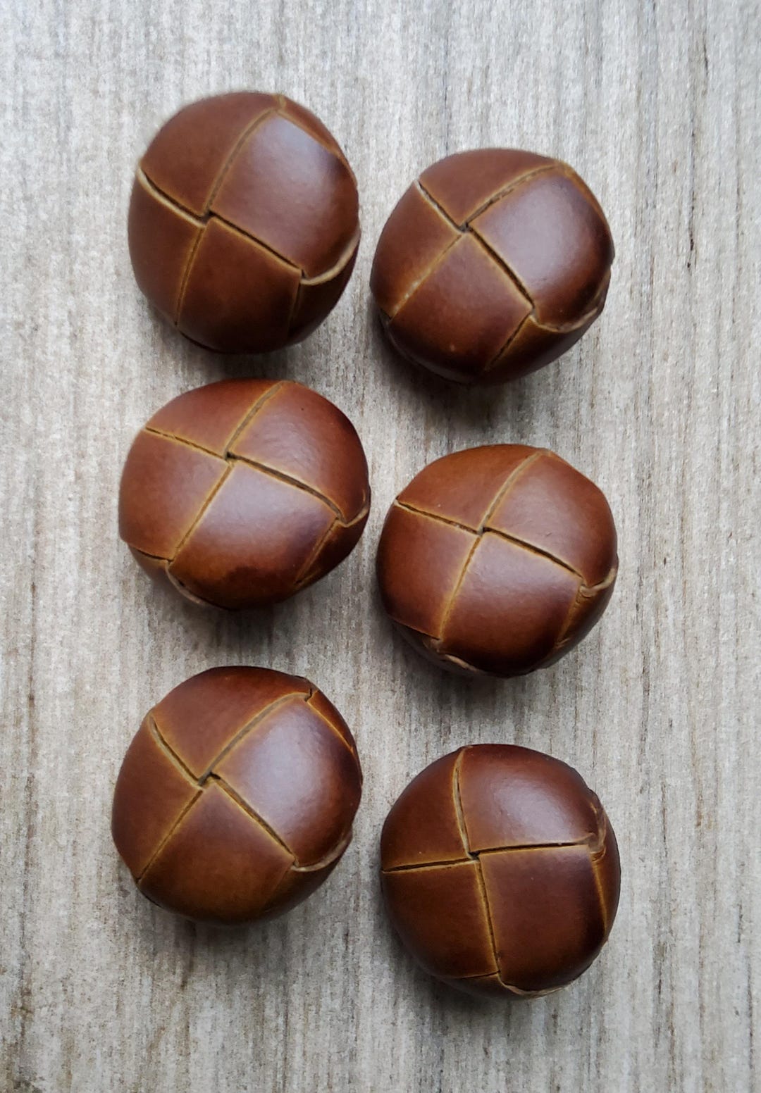 Vintage Set of Six Brown Leather Buttons. - Etsy