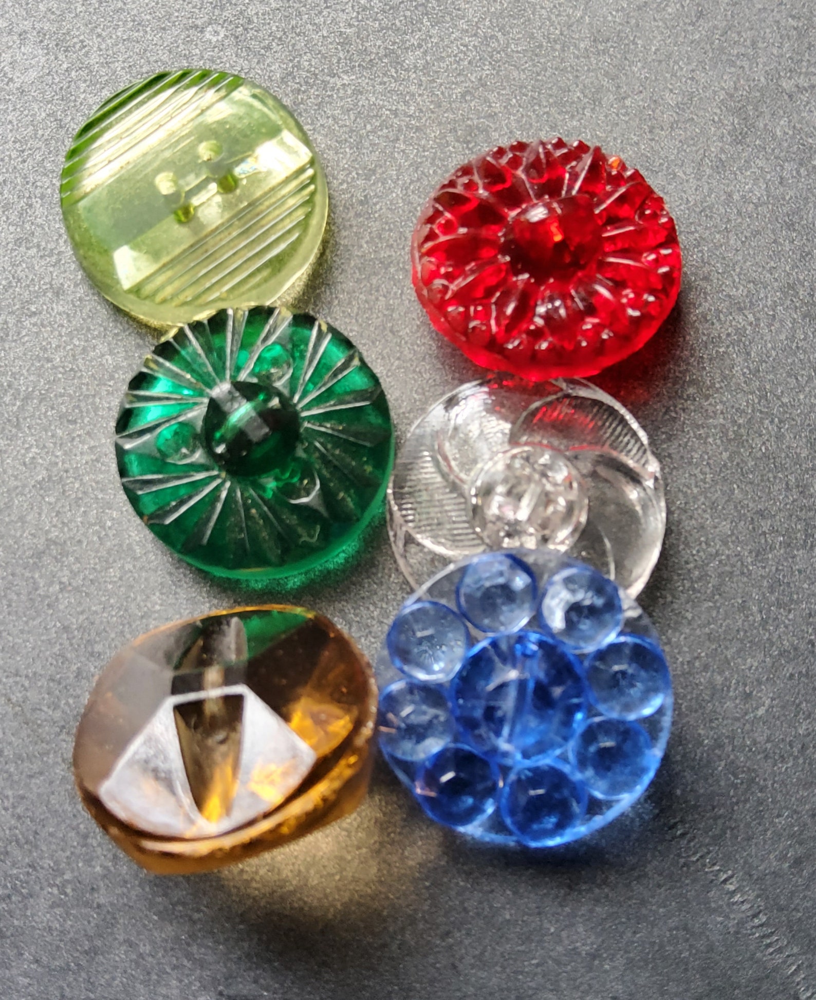 Vintage Collection of Six Clear Glass Buttons. - Etsy