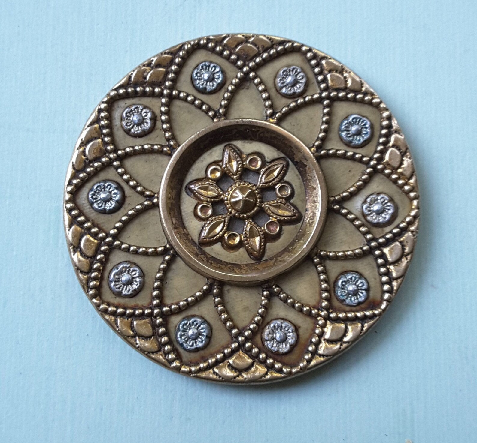 Late 19th Century large cut steel and pressed metal button. | Etsy