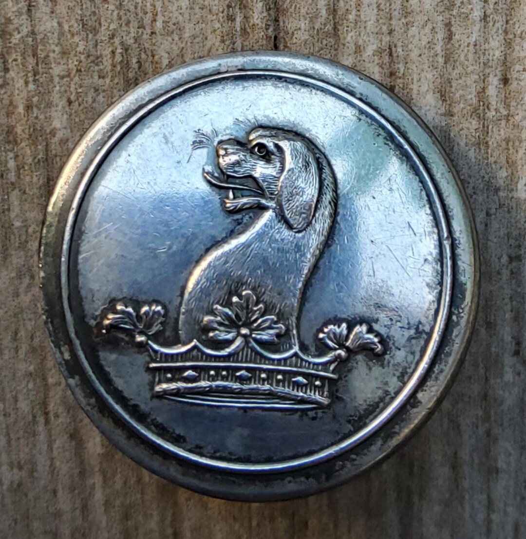 Vintage 1900's Livery Button of a Dog in Crown. - Etsy