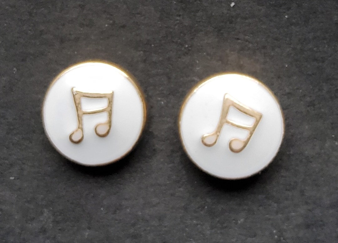 Vintage Pair Small Enamel Musical Note Enamel Buttons. - Etsy