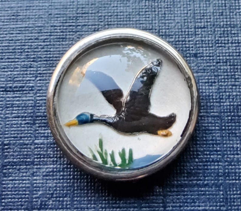 Vintage 1930's Reverse Painted Glass Mallard Duck Button. - Etsy