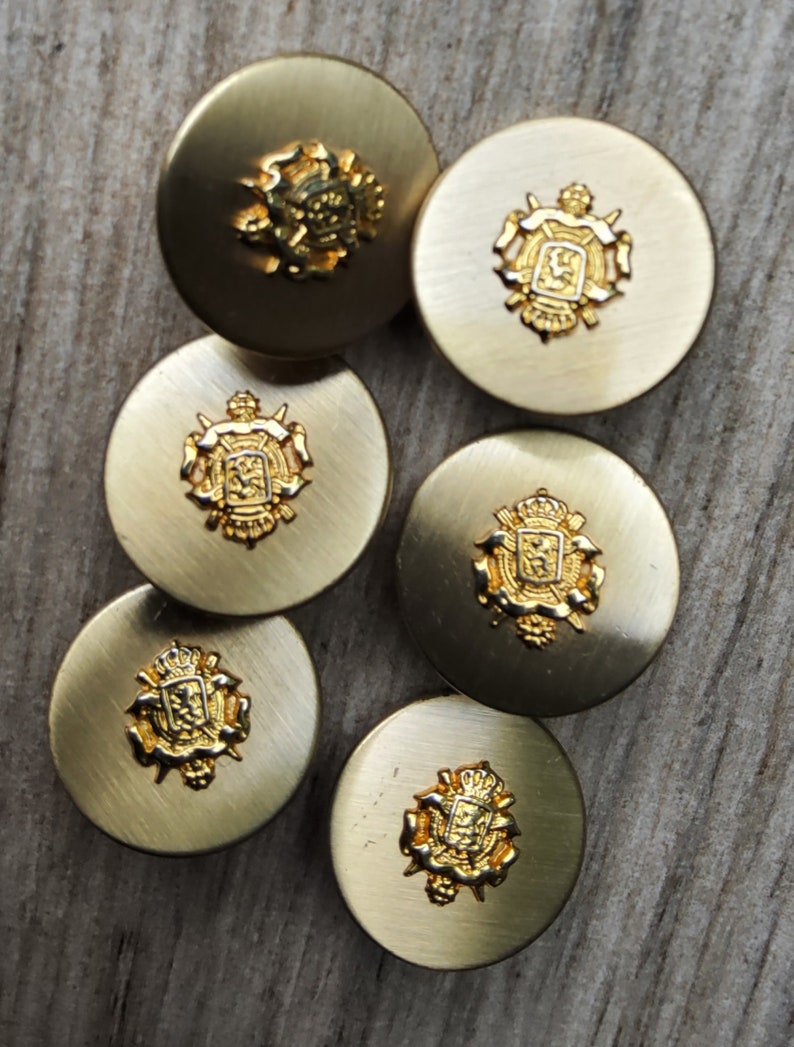 Vintage Set of Six Brass Metal Blazer Jacket Buttons. - Etsy