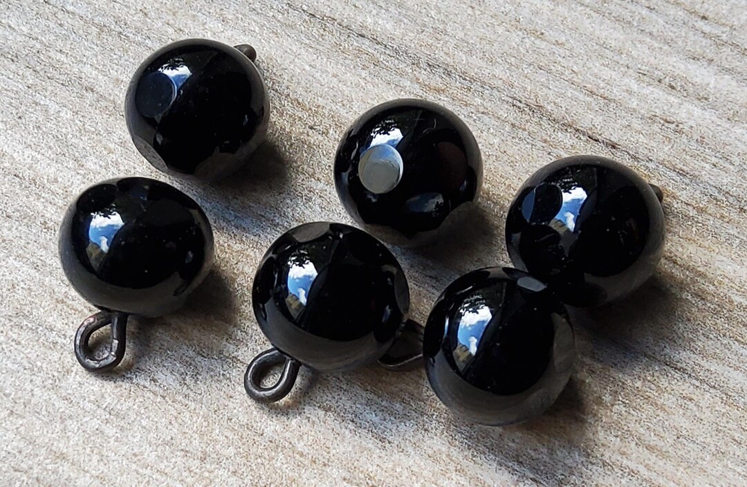 Vintage Set of Six Victorian Black Glass Ball Buttons. - Etsy