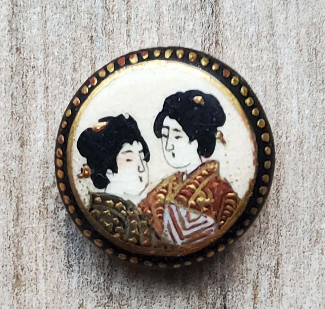 Vintage Small Late 19th Century Hand Painted Satsuma Button. - Etsy