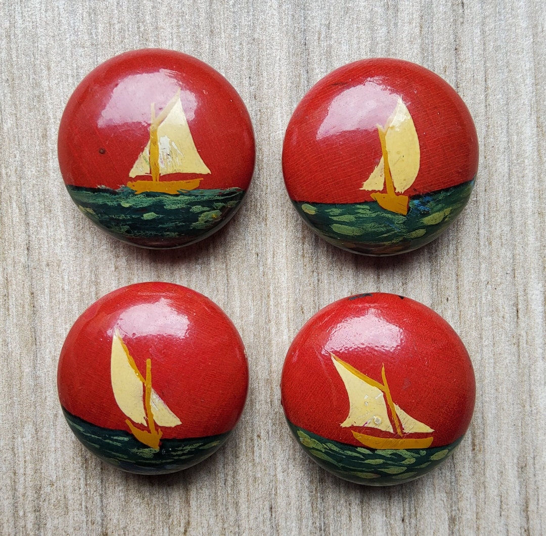 Vintage Large Arts and Craft 1930's Hand Painted Wooden Sailing Boat ...