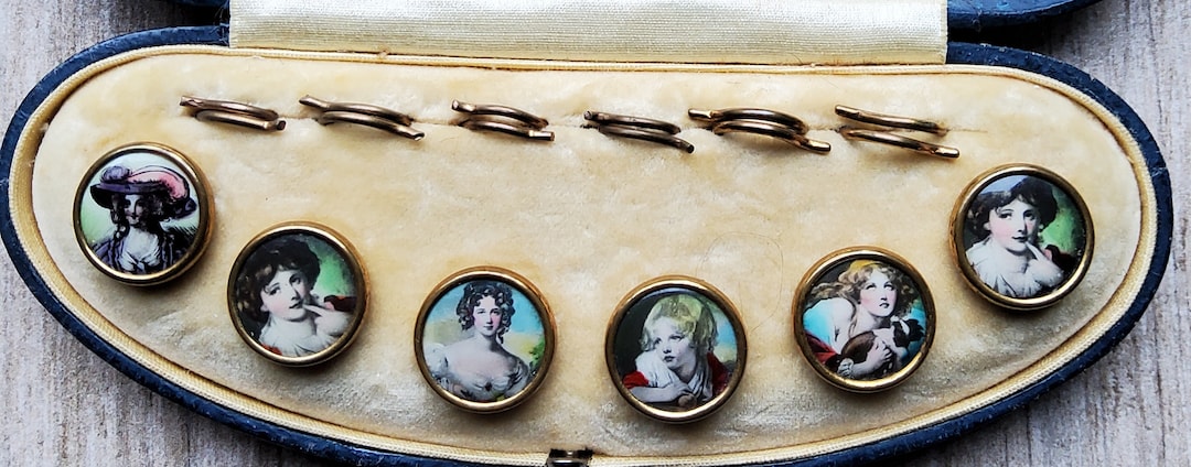 Vintage Brass Lady Portrait Buttons - Early 1900s Boxed Set - Etsy
