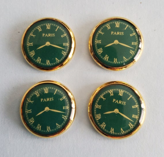 Vintage Set of Four Paris Clock Face Buttons. - Etsy