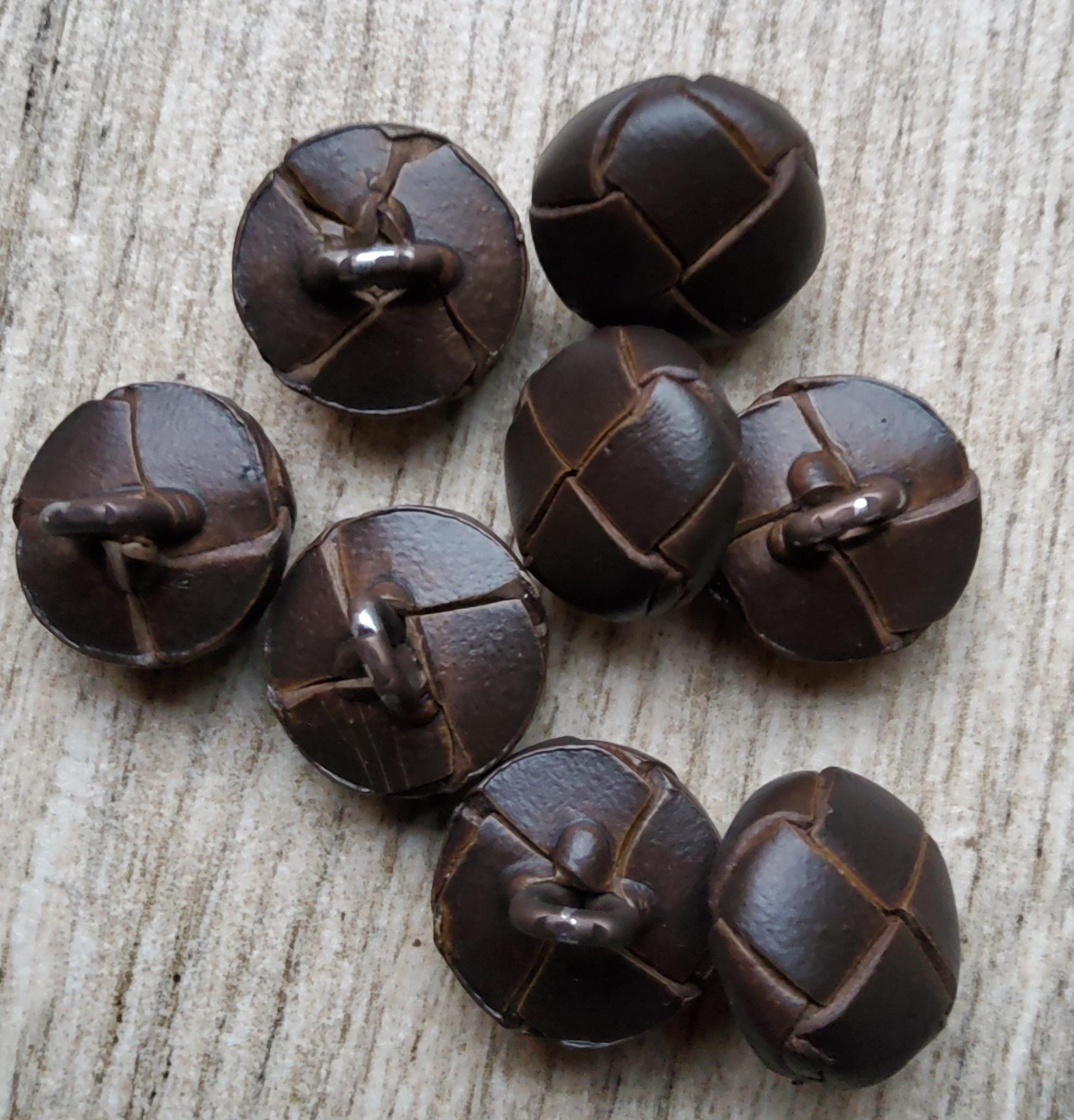 Vintage Set of Eight Dark Brown Waistcoat Leather Buttons. - Etsy