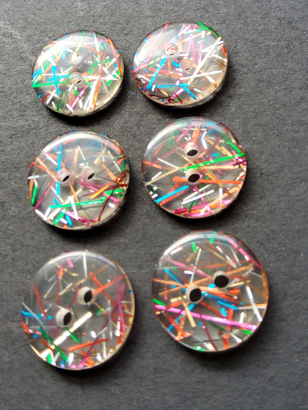 Vintage Set of Six Larger Clear Acrylic Foil Buttons. - Etsy