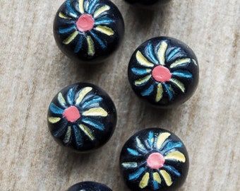 Vintage 30's Hand Painted Large Wooden Button. - Etsy