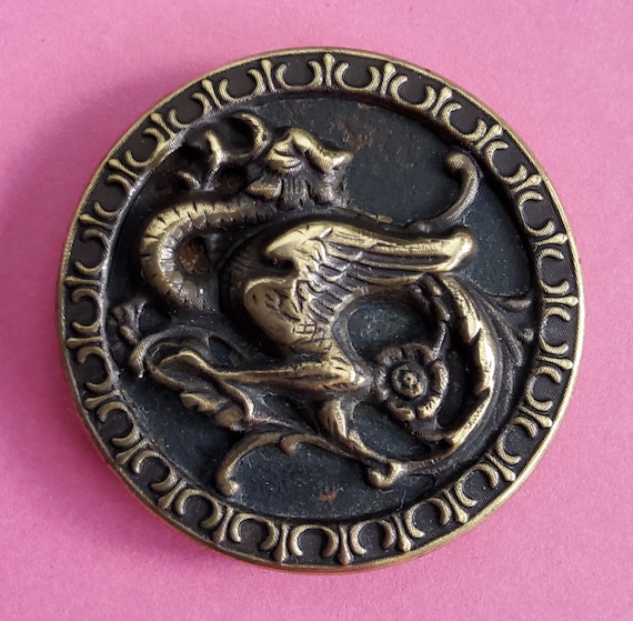 Vintage Large 19th Century Button of a Dragon. - Etsy