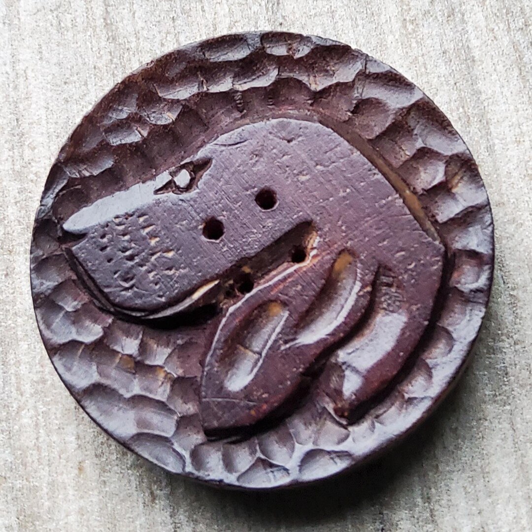 Vintage Large 1930's Arts and Craft Wooden Dog Button. - Etsy