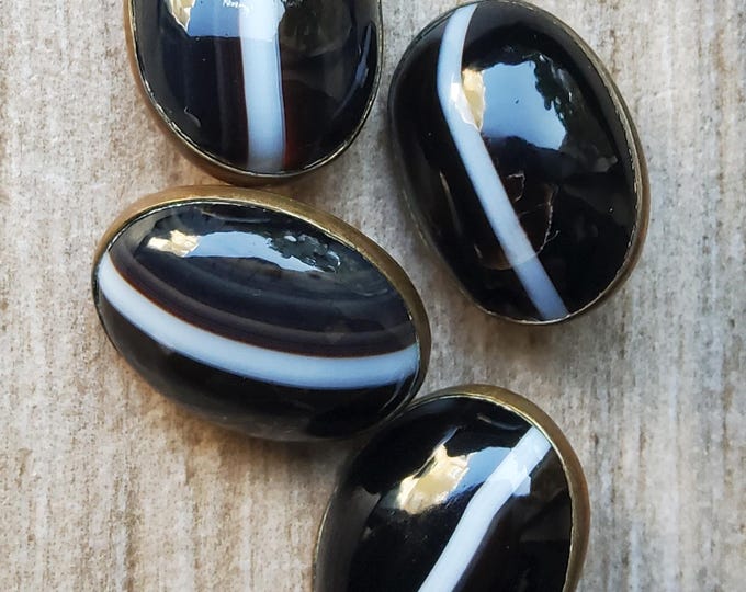 Vintaeg Set of Four Large Early 1900's Banded Agate Buttons. - Etsy