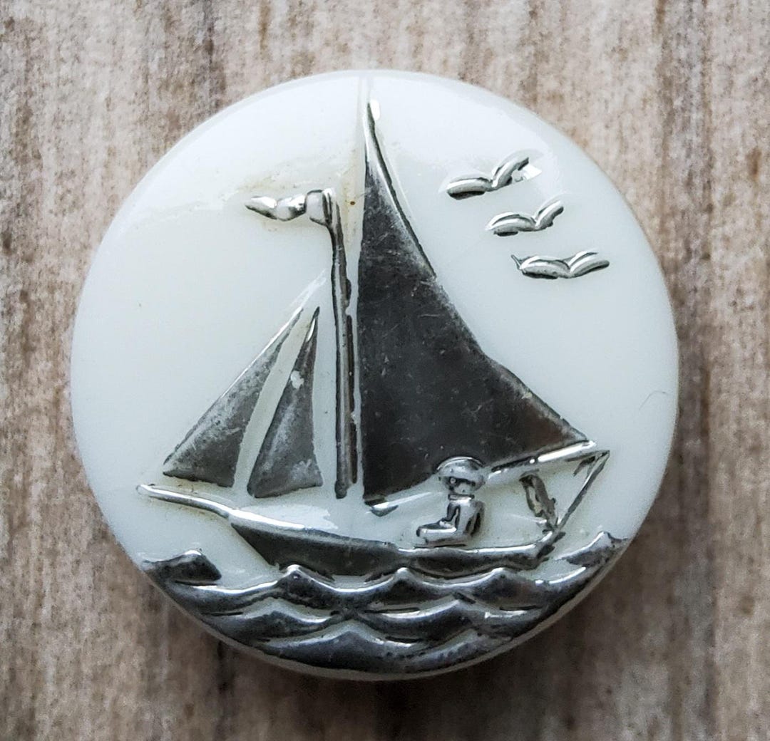 Vintage 1920's Large Glass Boat Button. - Etsy