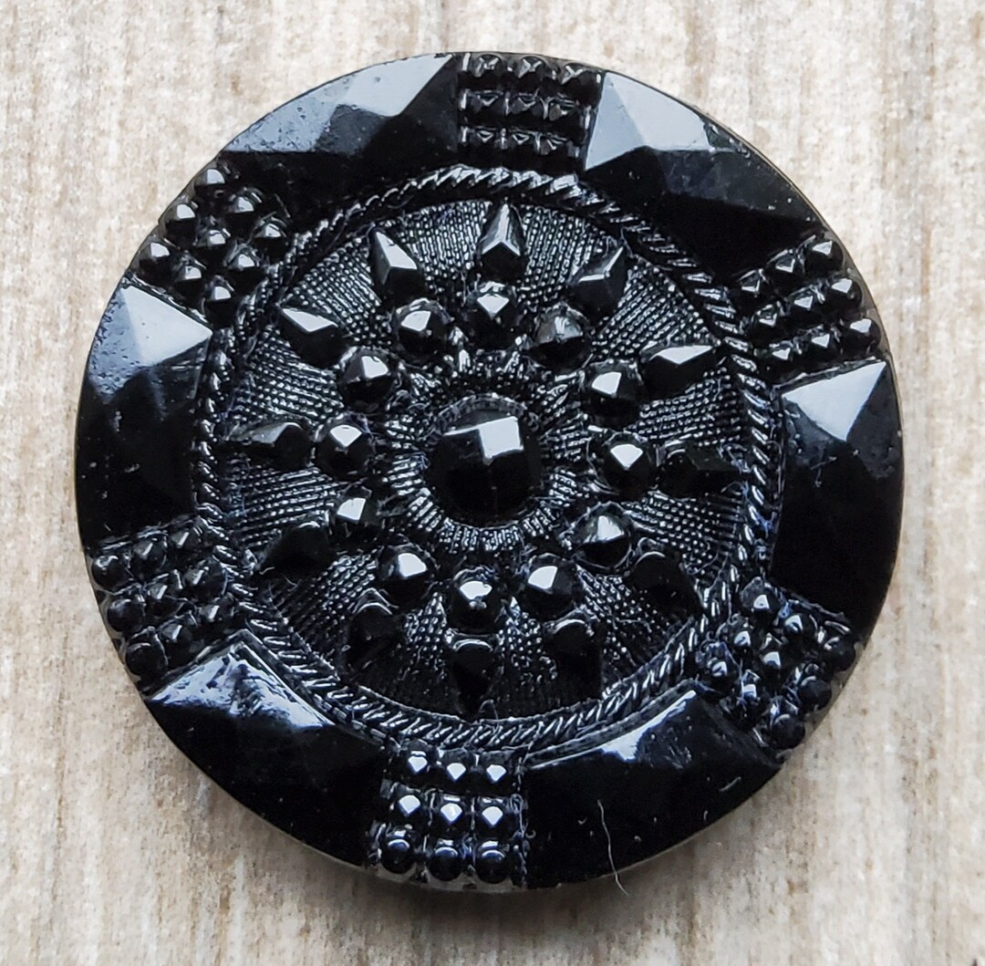 Victorian Large Black Glass Jet Button. - Etsy