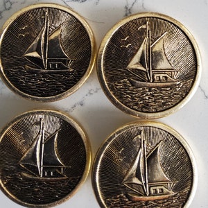 Vintage Set of Four Large Sailing Boat Alloy Coat Buttons. - Etsy