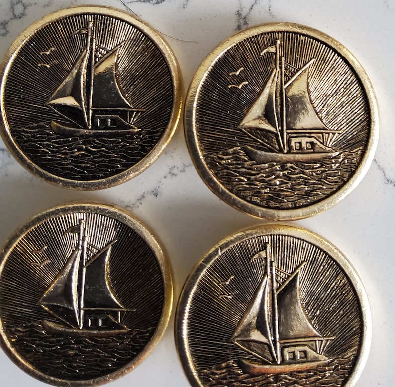 Vintage Set of Four Large Sailing Boat Alloy Coat Buttons. - Etsy