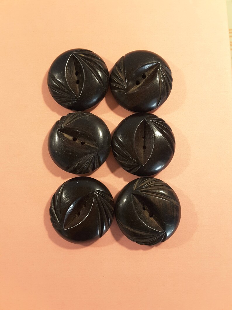Hand carved wooden buttons set of six. | Etsy