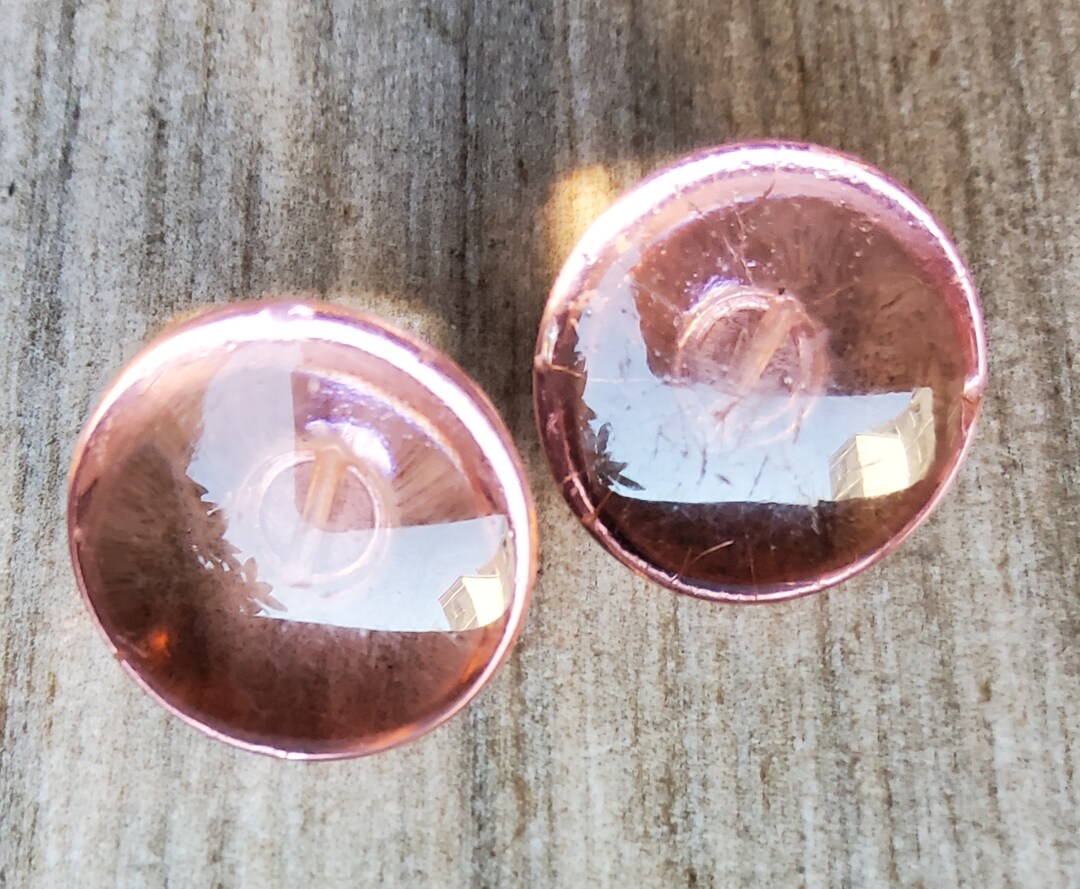 Vintage Pair of Clear Pink Glass Buttons. - Etsy