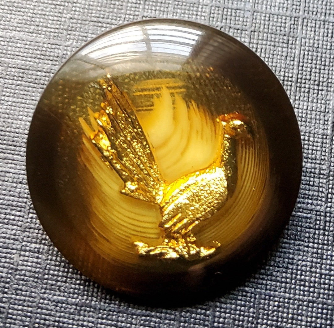 Vintage 1950's Small Faux Horn Button With Inset Gold Pheasant. . - Etsy