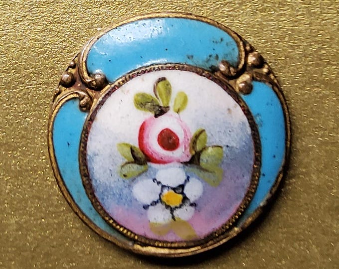 Vintage 1900's Hand Painted Enamel Button. - Etsy