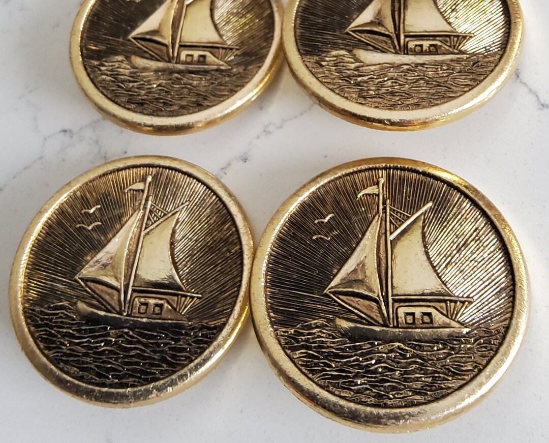 Vintage Set of Four Large Sailing Boat Alloy Coat Buttons. - Etsy